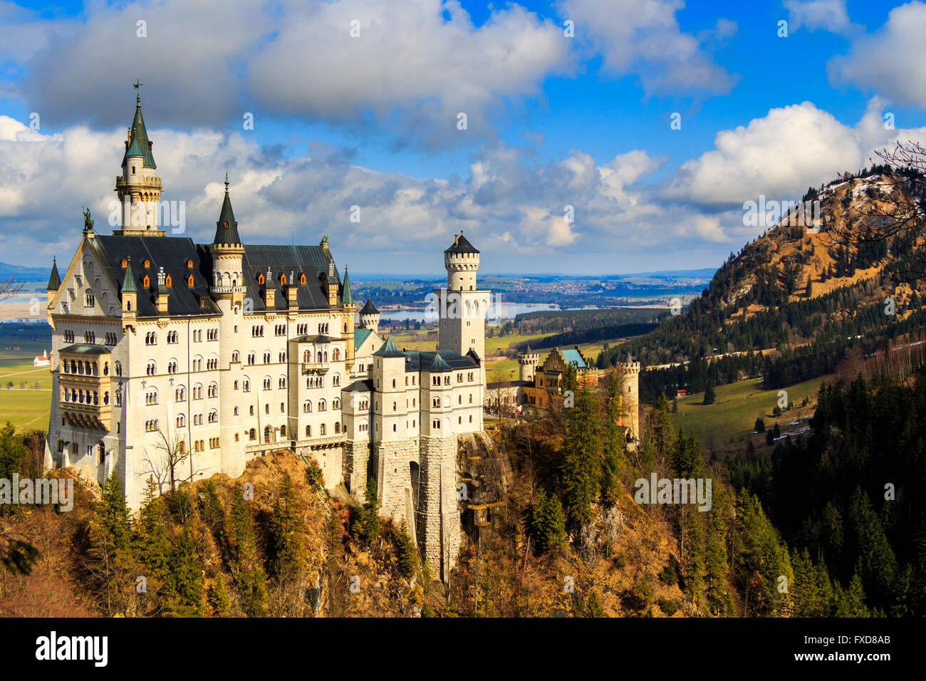 Neuschwanstein Castle in winter landscape, Fussen, Germany Stock Photo ...