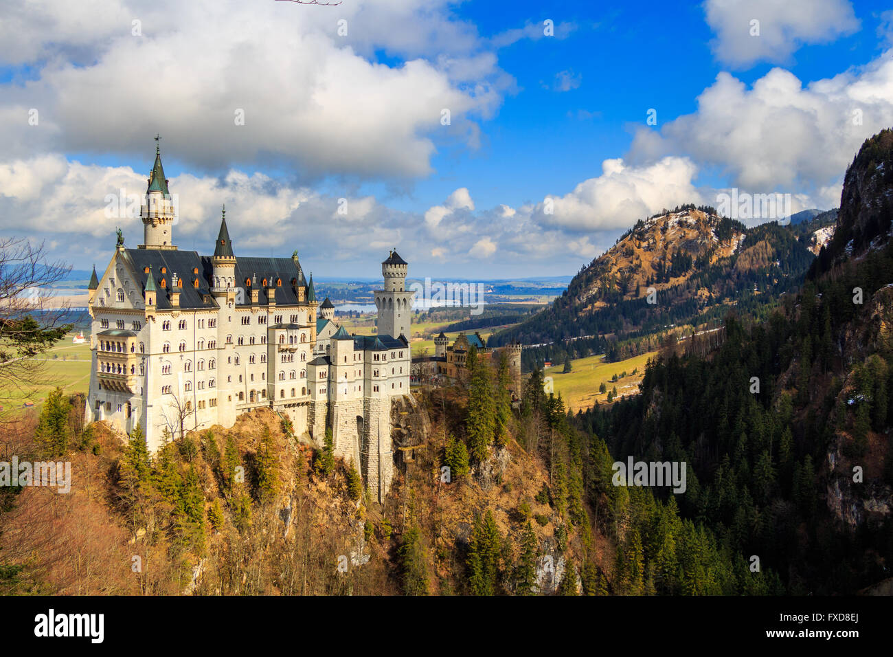 Neuschwanstein Castle in winter landscape, Fussen, Germany Stock Photo ...