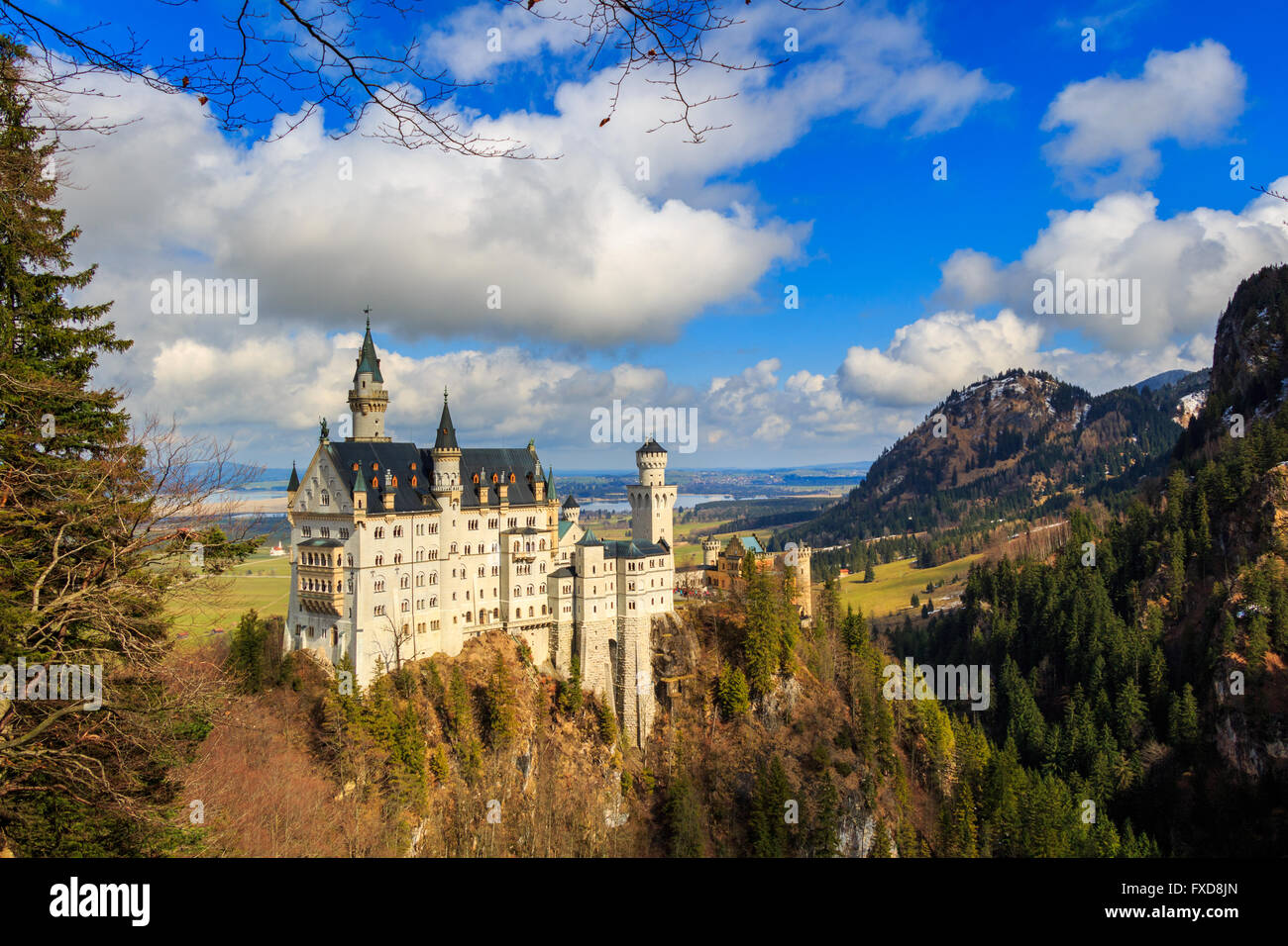 Neuschwanstein Castle in winter landscape, Fussen, Germany Stock Photo ...
