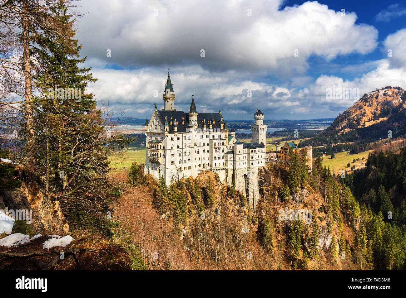 Neuschwanstein Castle in winter landscape, Fussen, Germany Stock Photo ...