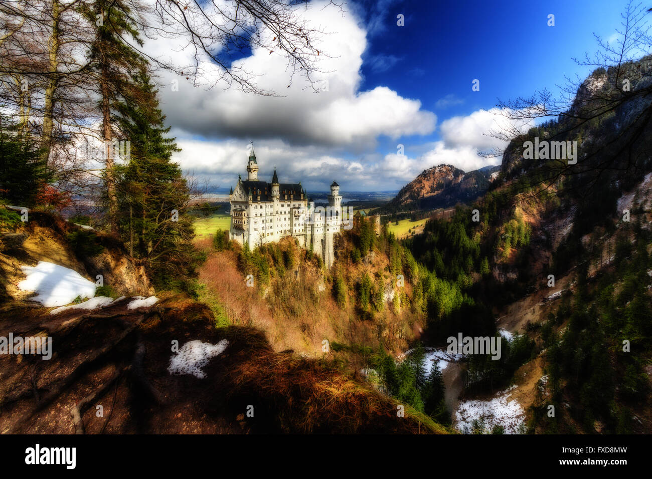 Neuschwanstein Castle in winter landscape, Fussen, Germany Stock Photo ...