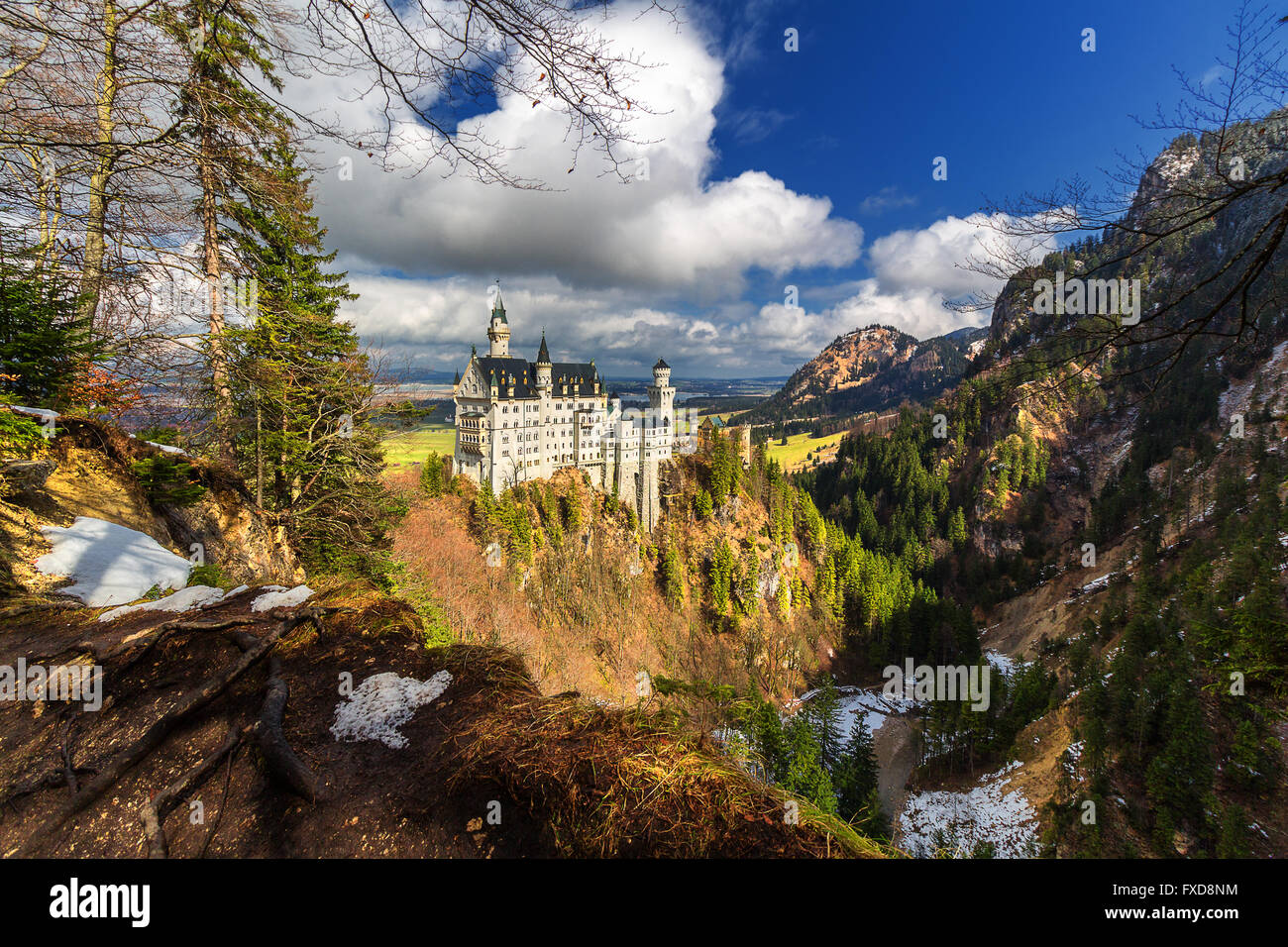 Neuschwanstein Castle in winter landscape, Fussen, Germany Stock Photo ...