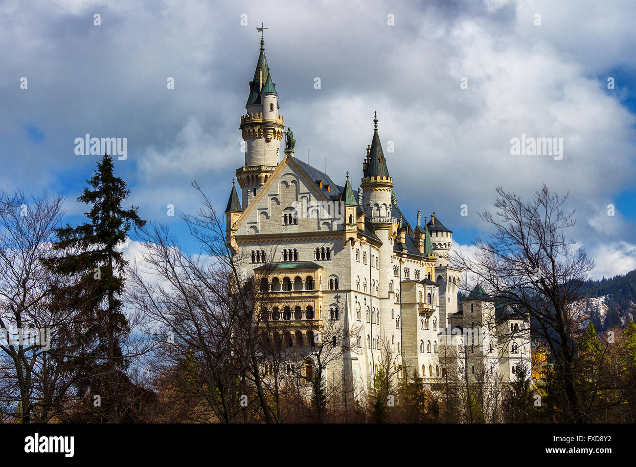 Neuschwanstein Castle in winter landscape, Fussen, Germany Stock Photo ...