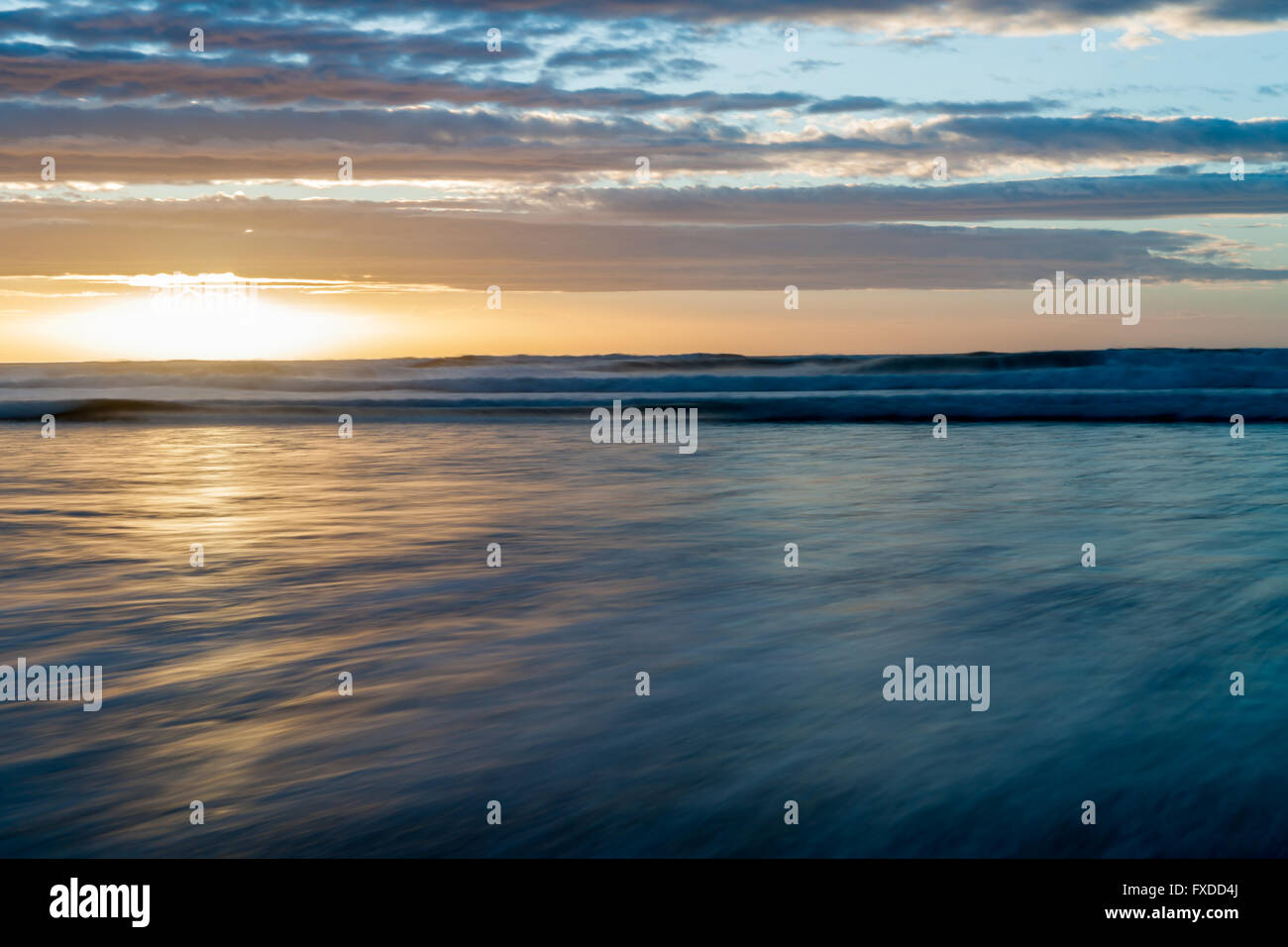 Waitarere Beach Levin New Zealand the distant surf and wash of sea on ...