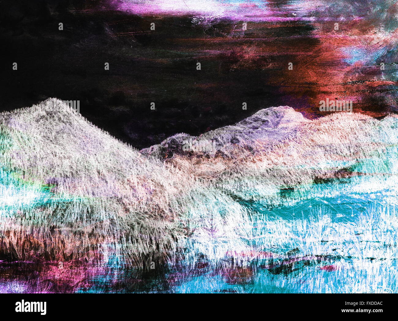 landscape painting on old paper and Color Abstract background Stock ...