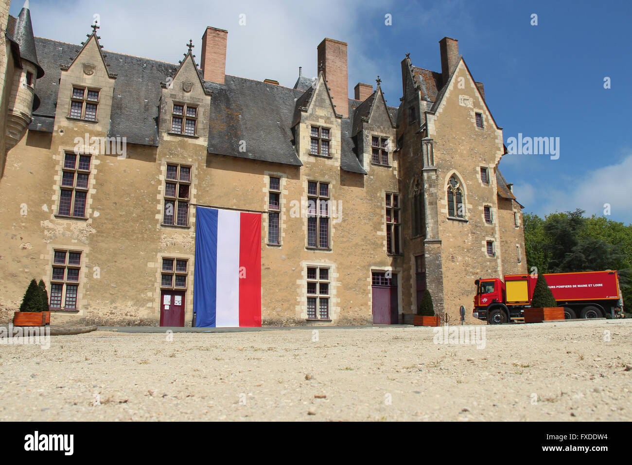 Main facade of the medieval castle of Baugé (France Stock Photo - Alamy