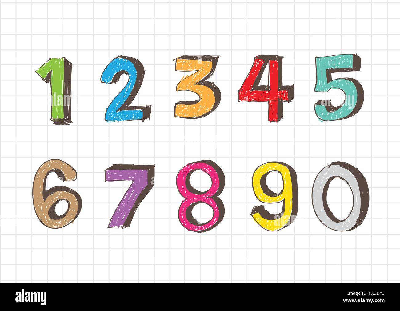 Sketch numbers 0-9 Stock Vector Image & Art - Alamy