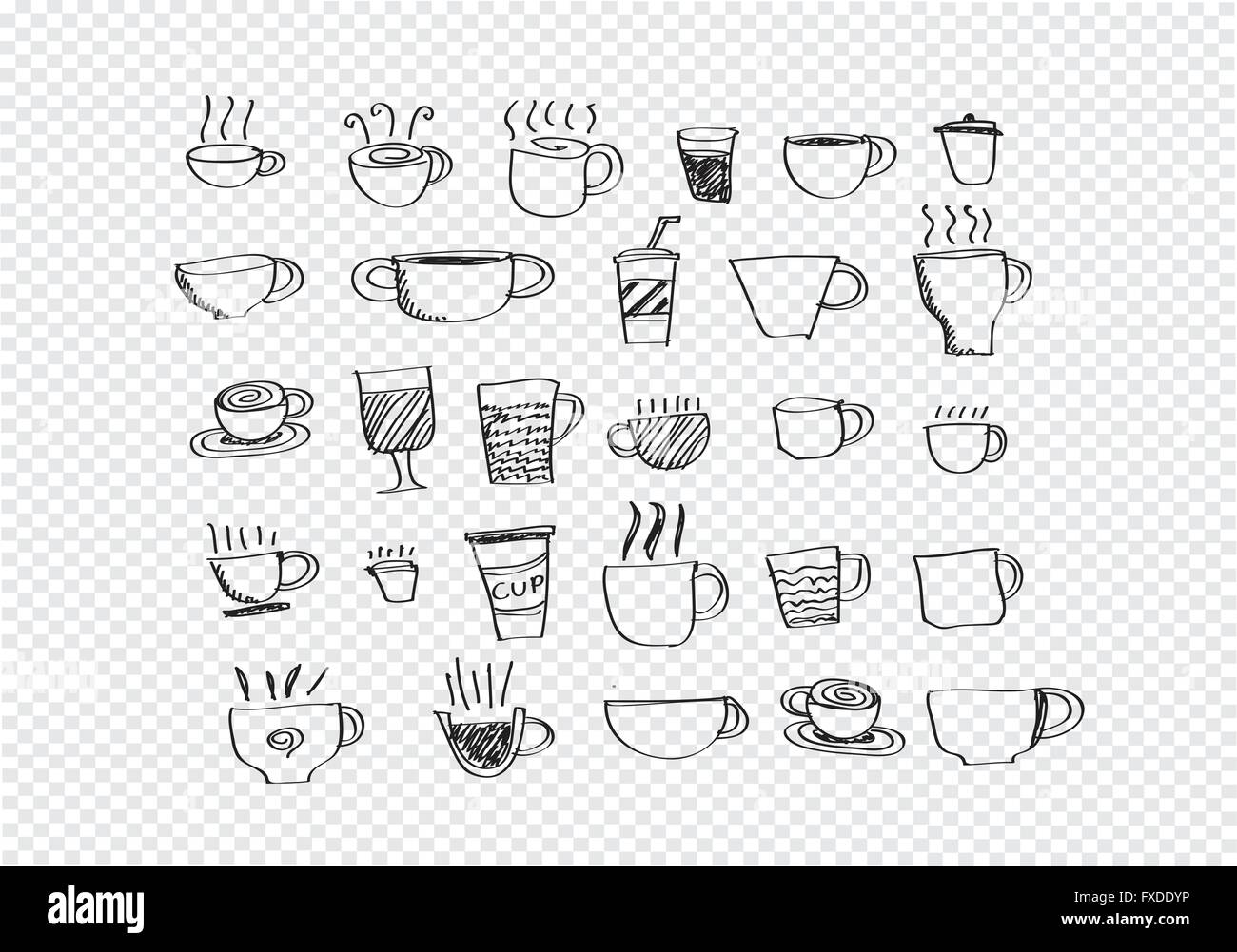 Coffee cup set hand drawing Stock Vector Image & Art - Alamy
