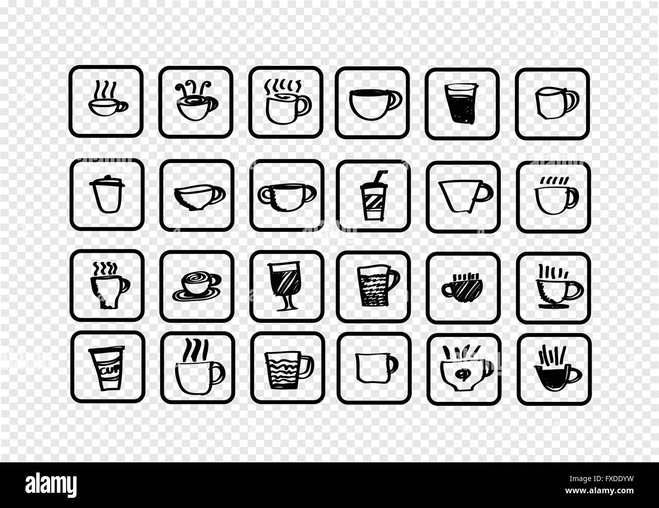 Coffee cup set hand drawing Stock Vector Image & Art - Alamy