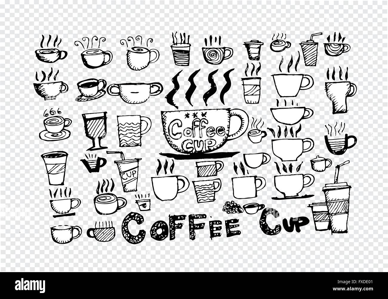 Coffee cup set hand drawing Stock Vector Image & Art - Alamy