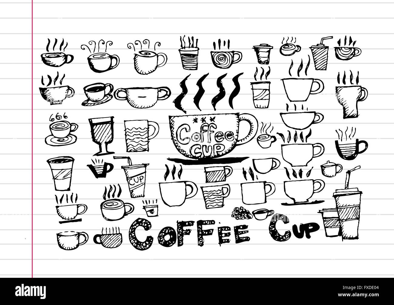 Coffee cup set hand drawing Stock Vector Image & Art - Alamy