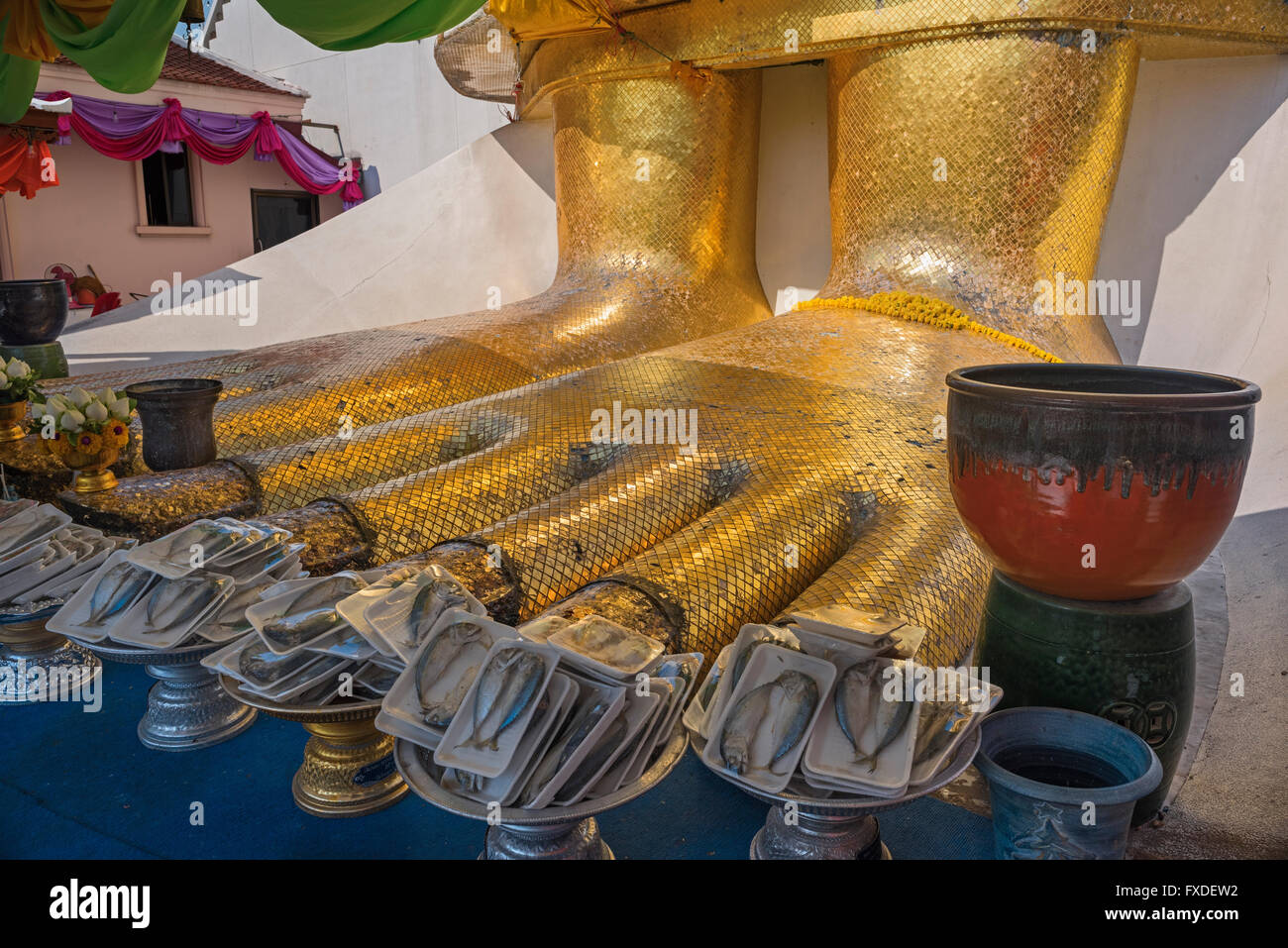 Feet of the Standing Buddha Wat Indraviharn Bangkok Thailand Stock ...