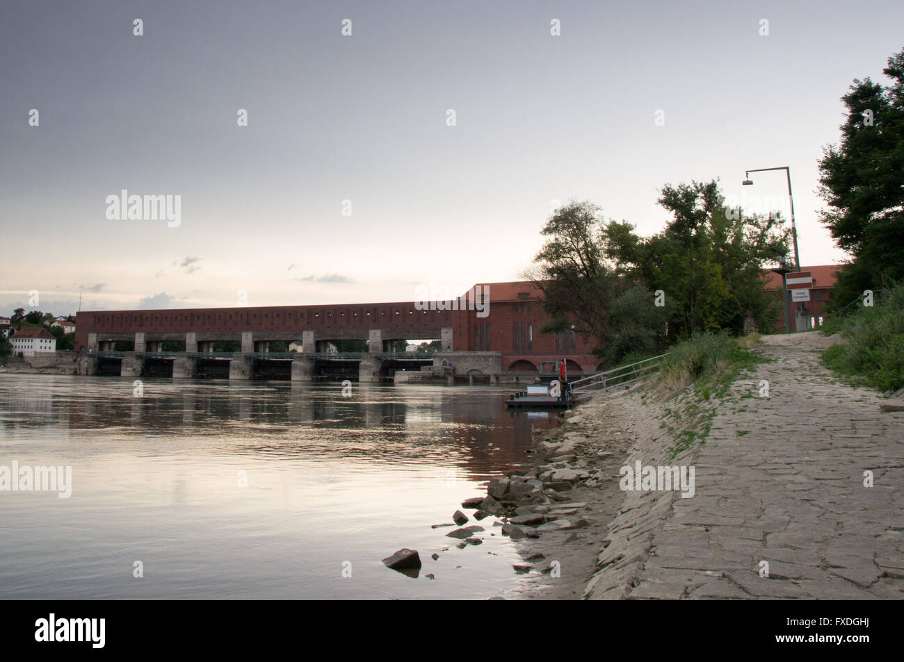 Lock Passau - Power Plant and little pier Stock Photo - Alamy