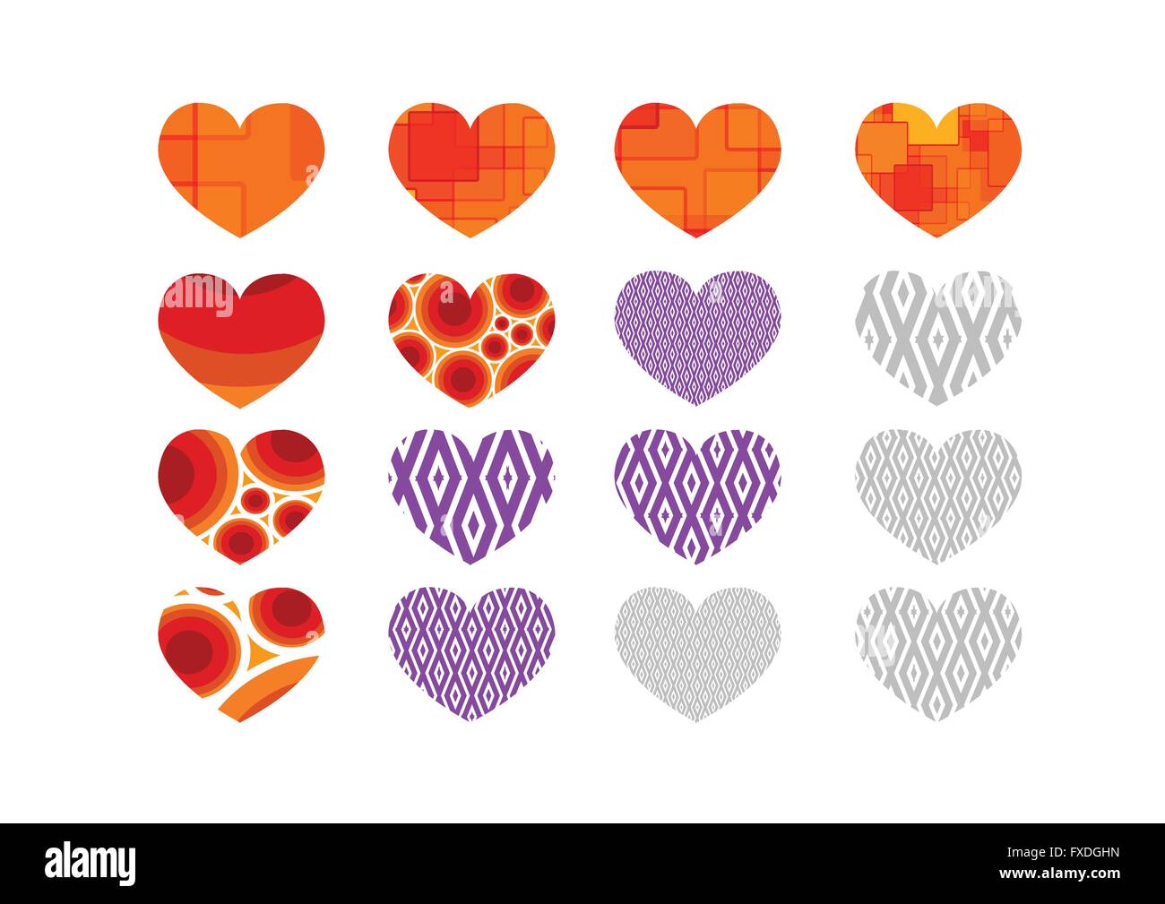 Heart abstract icons signs and symbols set for your works Stock Vector ...