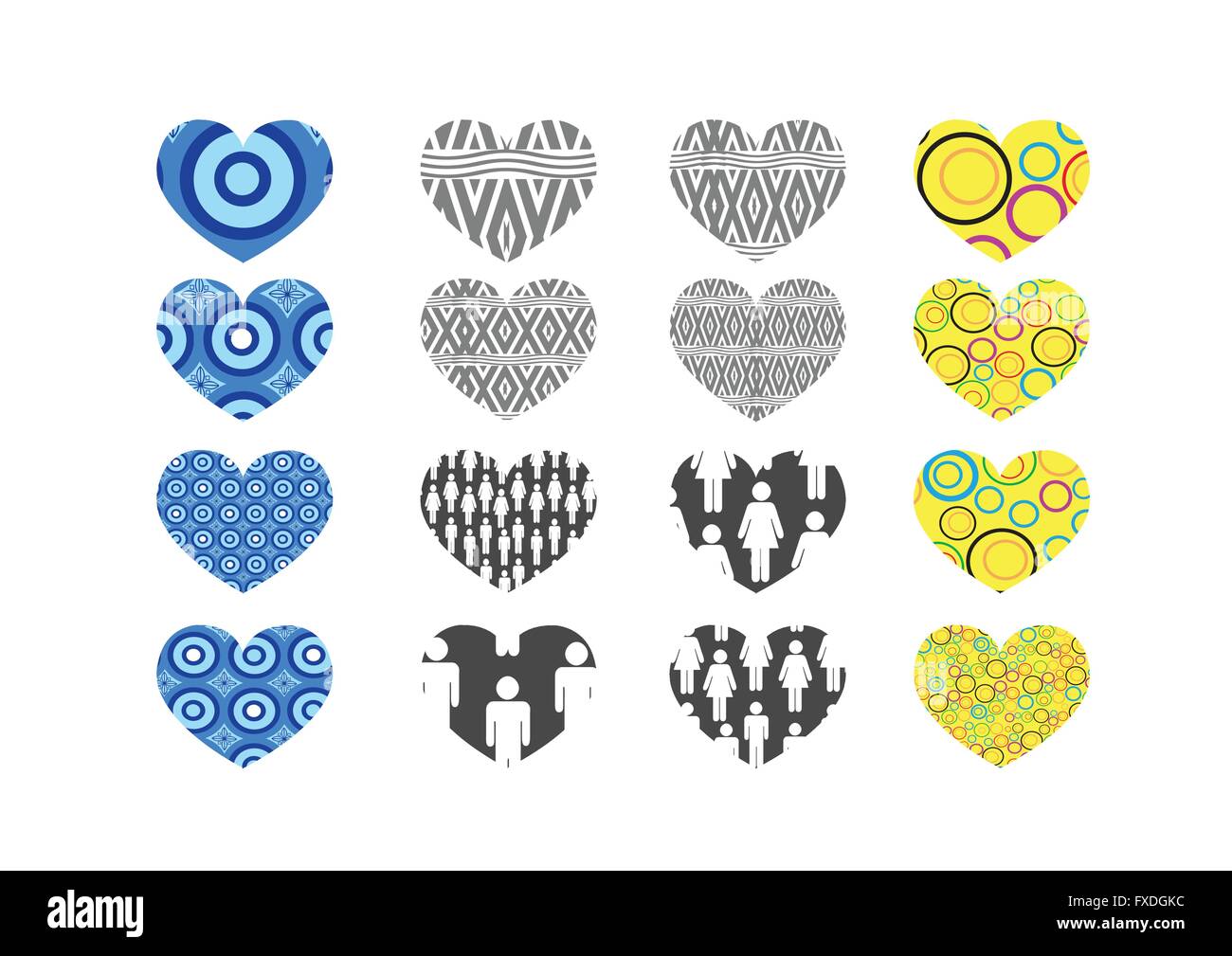 Heart abstract icons signs and symbols set for your works Stock Vector ...