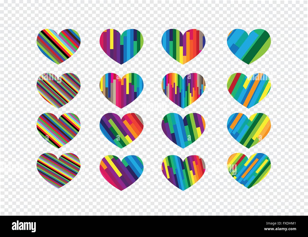 Heart abstract icons signs and symbols set on transparent background ...