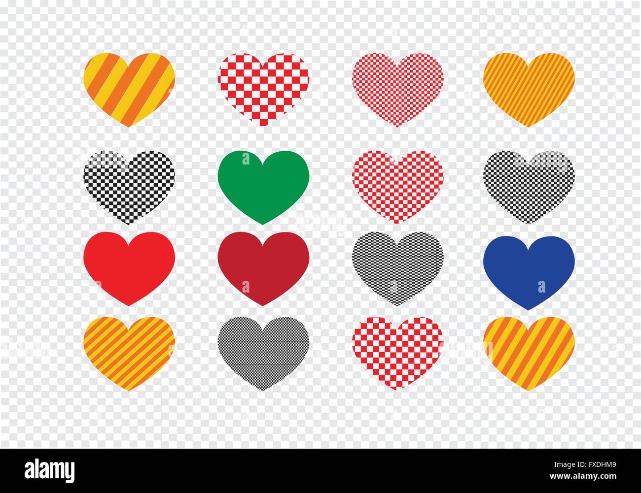 Heart abstract icons signs and symbols set on transparent background ...