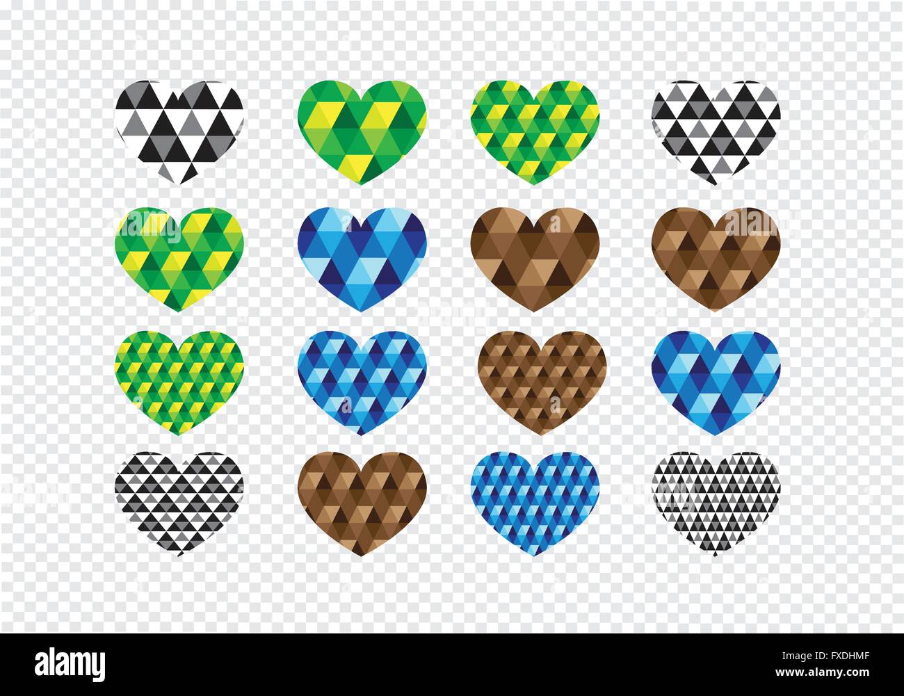 Heart abstract icons signs and symbols set on transparent background ...