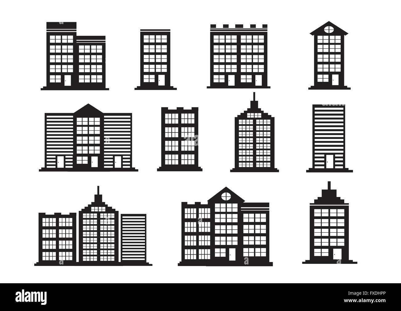 Building Icons Set Stock Vector Image & Art - Alamy