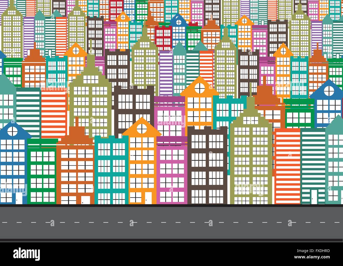 Colorful Cityscape Town city building design Stock Vector Image & Art ...