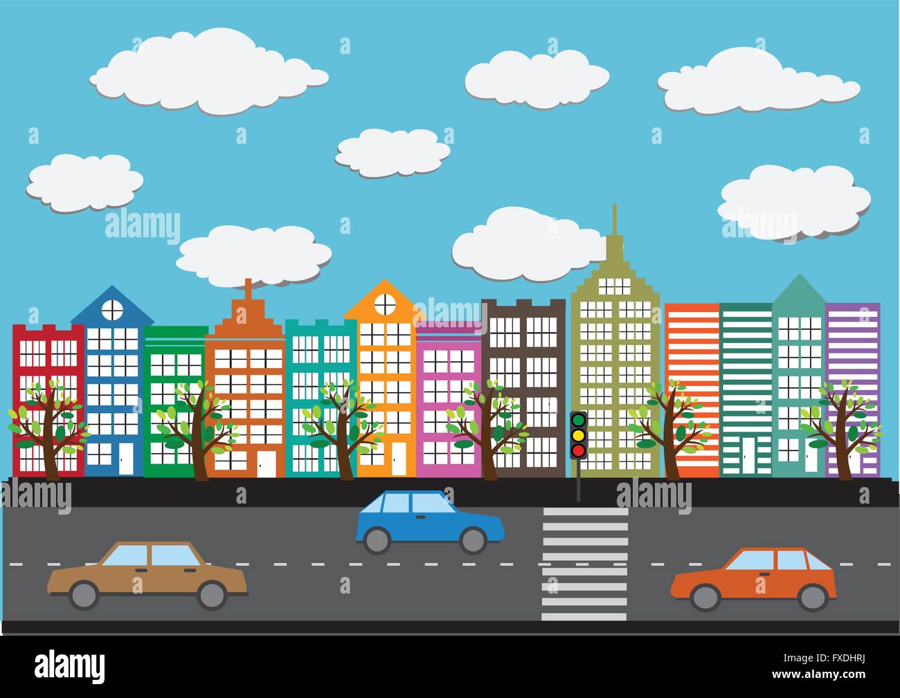 Colorful Cityscape Town city building design Stock Vector Image & Art ...