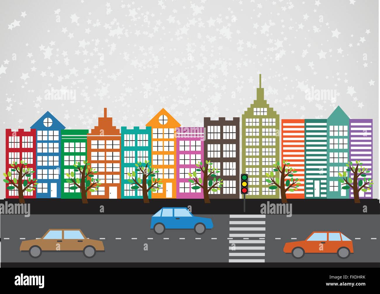 Colorful Cityscape Town city building design Stock Vector Image & Art ...