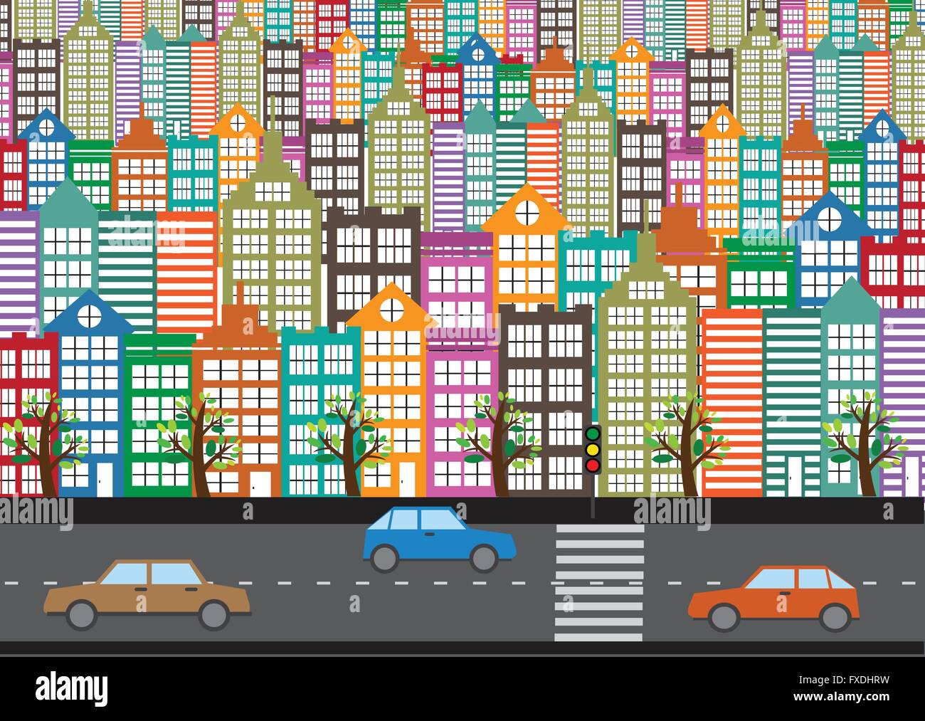 Colorful Cityscape Town city building design Stock Vector Image & Art ...