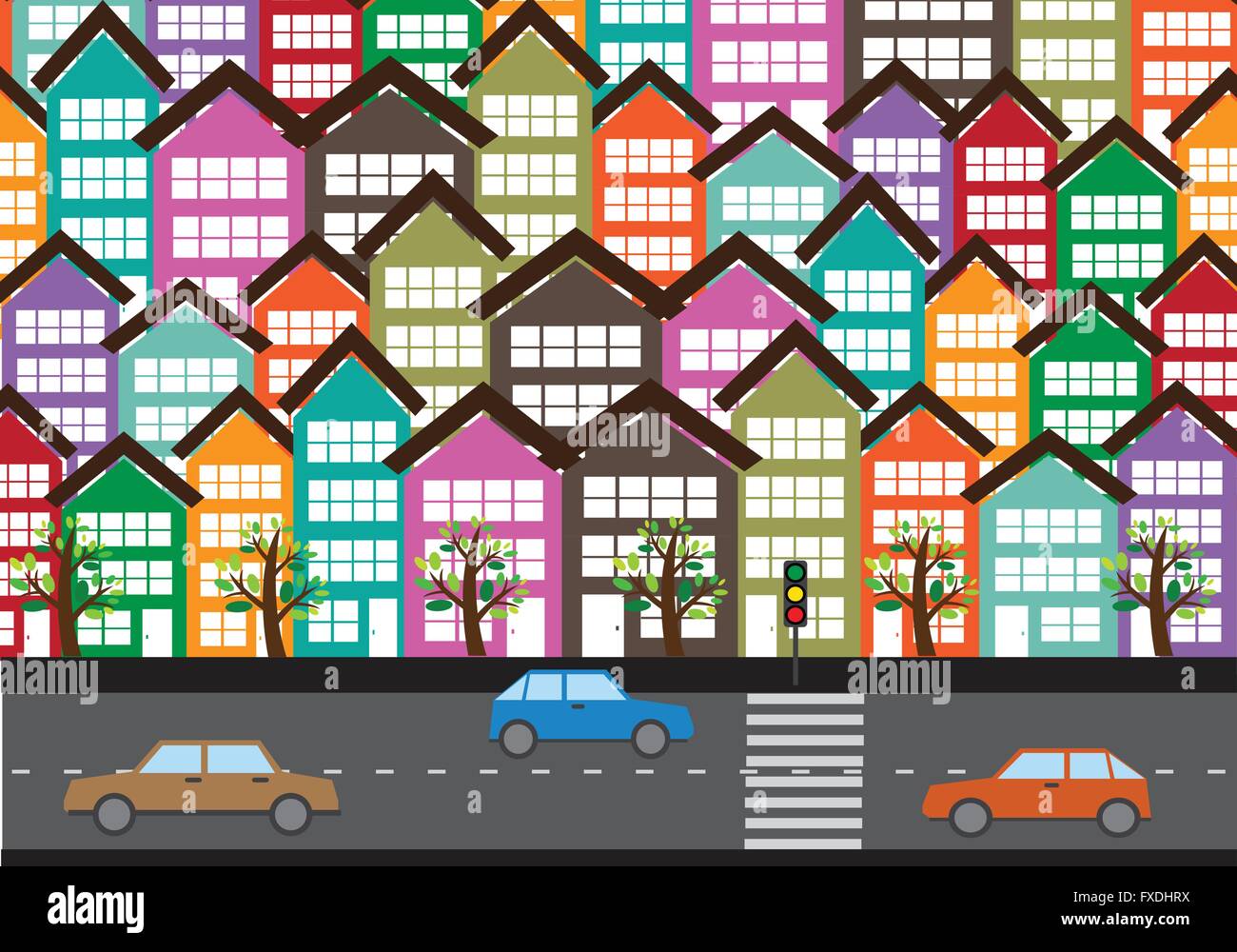 Colorful Cityscape Town city building design Stock Vector Image & Art ...