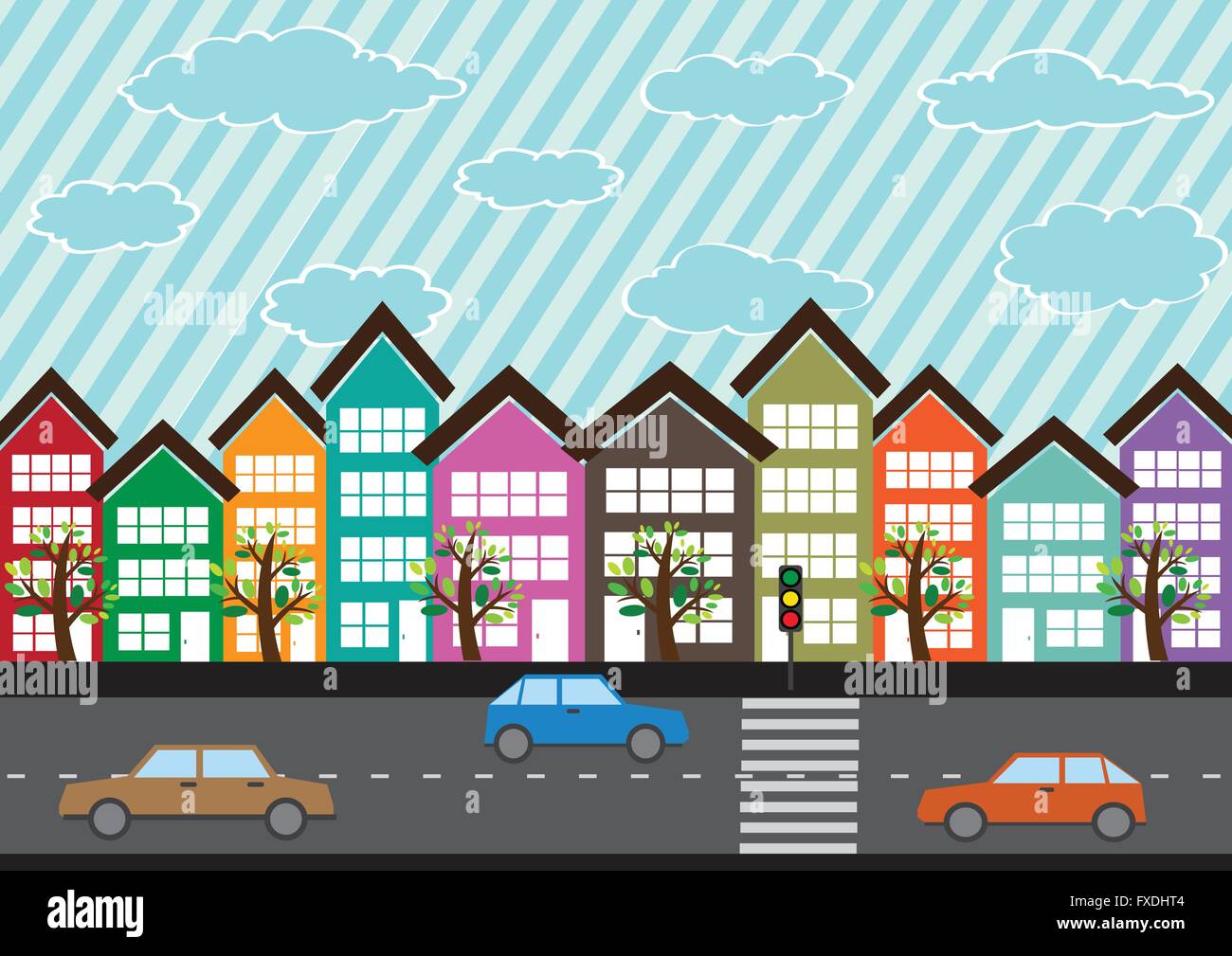 Colorful Cityscape Town city building design Stock Vector Image & Art ...