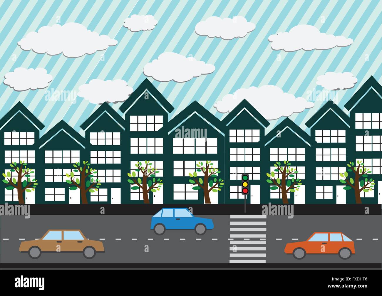 Colorful Cityscape Town city building design Stock Vector Image & Art ...