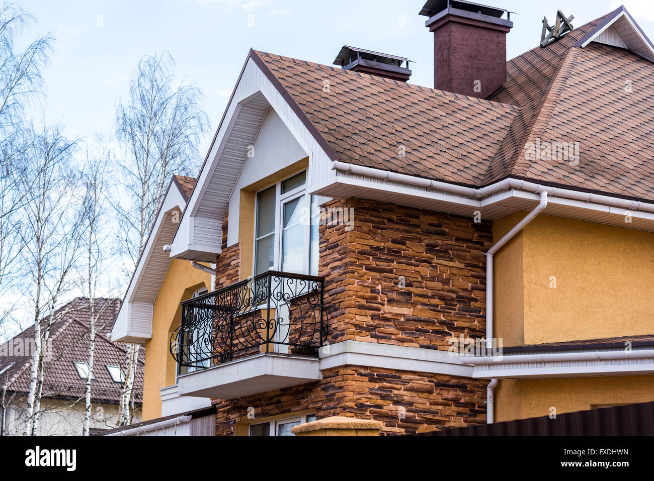 beautiful modern house with balcony Stock Photo - Alamy