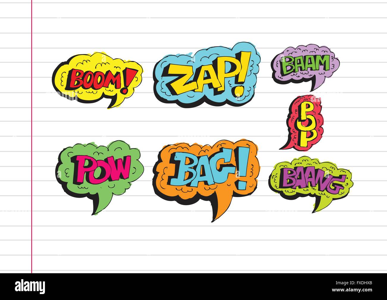 multicolored comic sound Effects Speech Bubble Cartoon Stock Vector ...