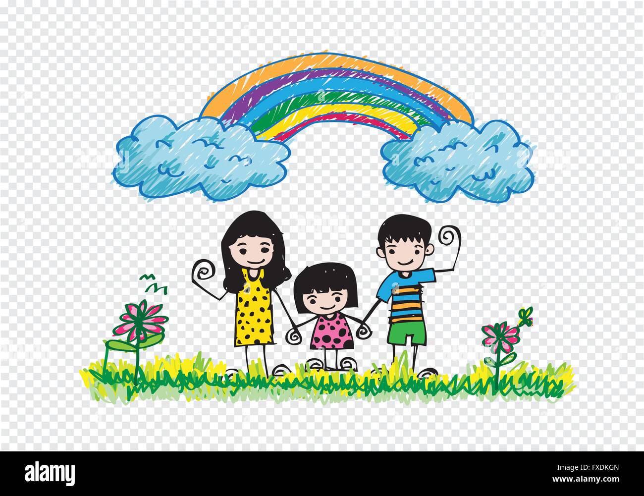 kids drawing happy family picture Stock Vector Image & Art - Alamy