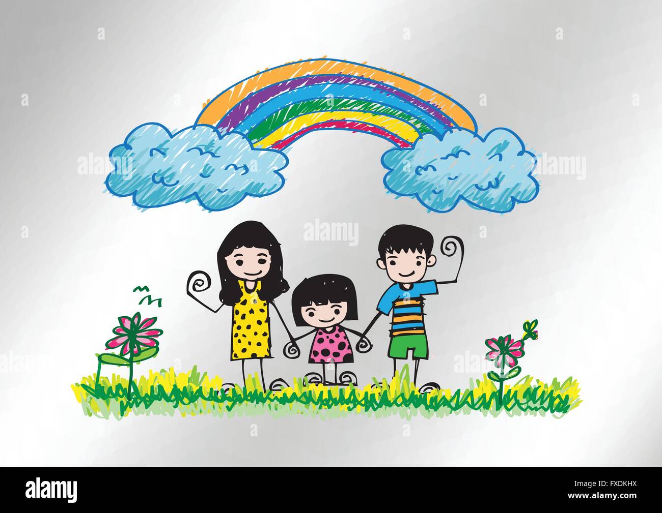 kids drawing happy family picture Stock Vector Image & Art - Alamy