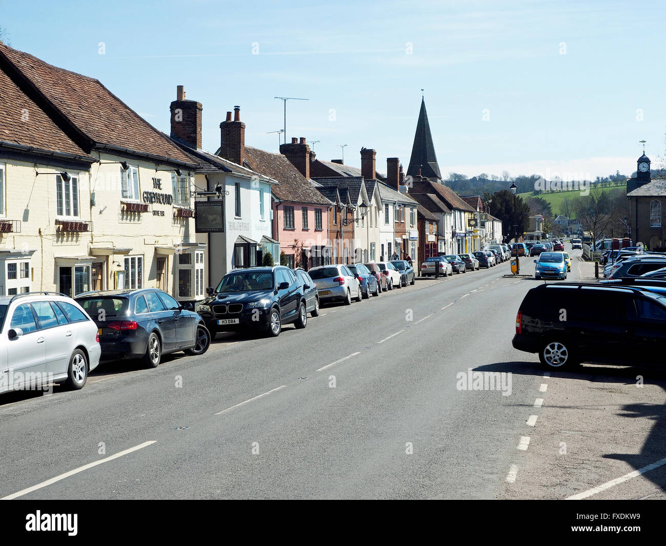 Looking south along The High Street of Stockbridge, a pretty former ...