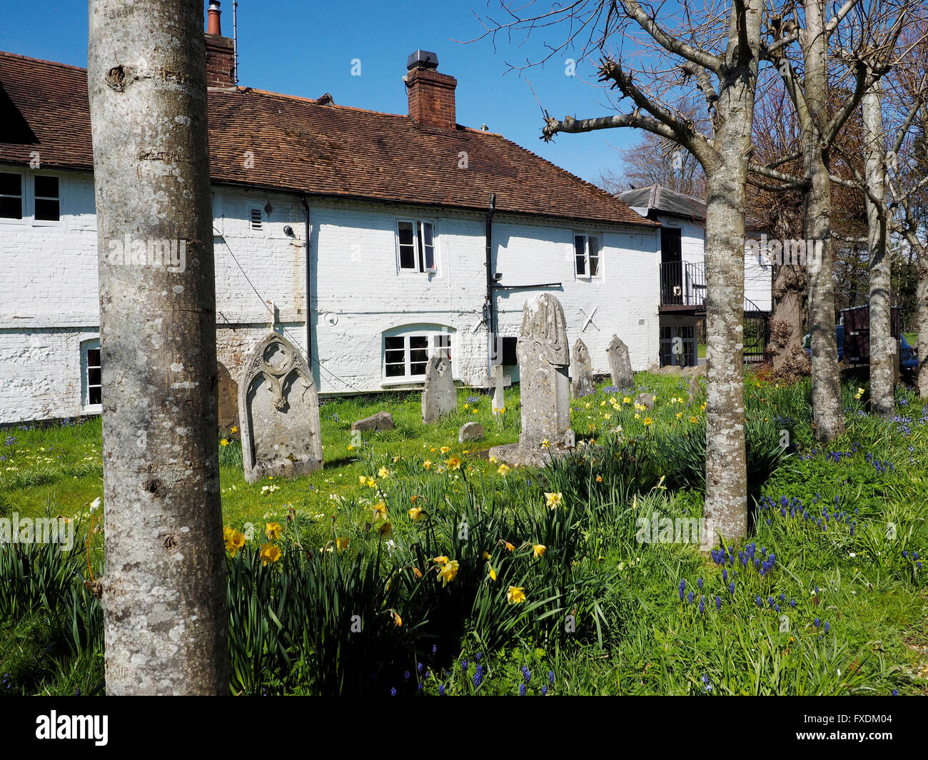 The graveyard of 12th century Old St Peter's Church in the Test valley ...