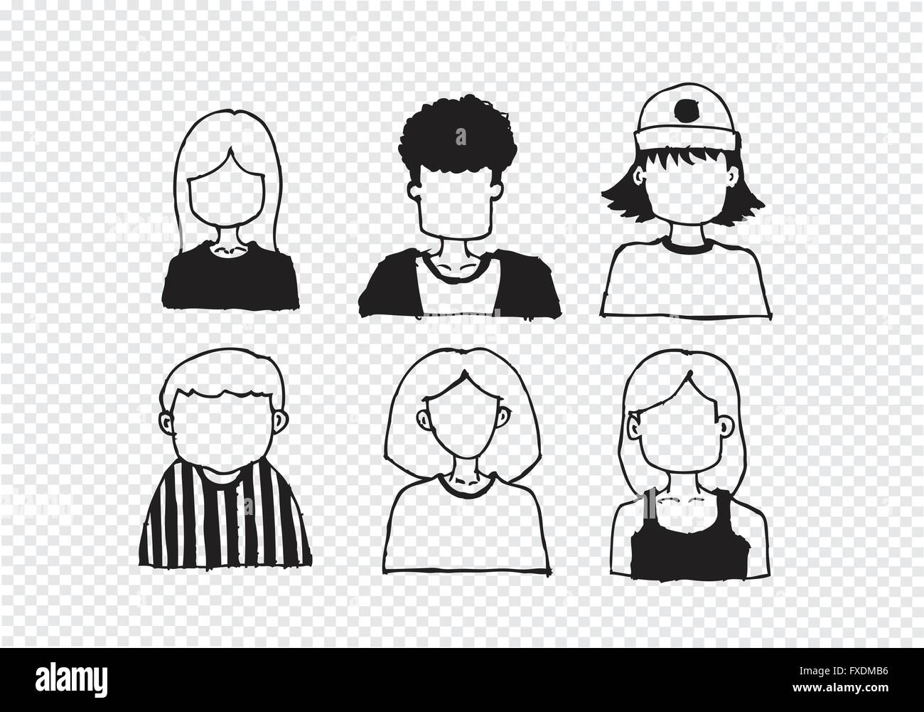 Cartoon faces Set hand drawing illustration Stock Vector Image & Art ...