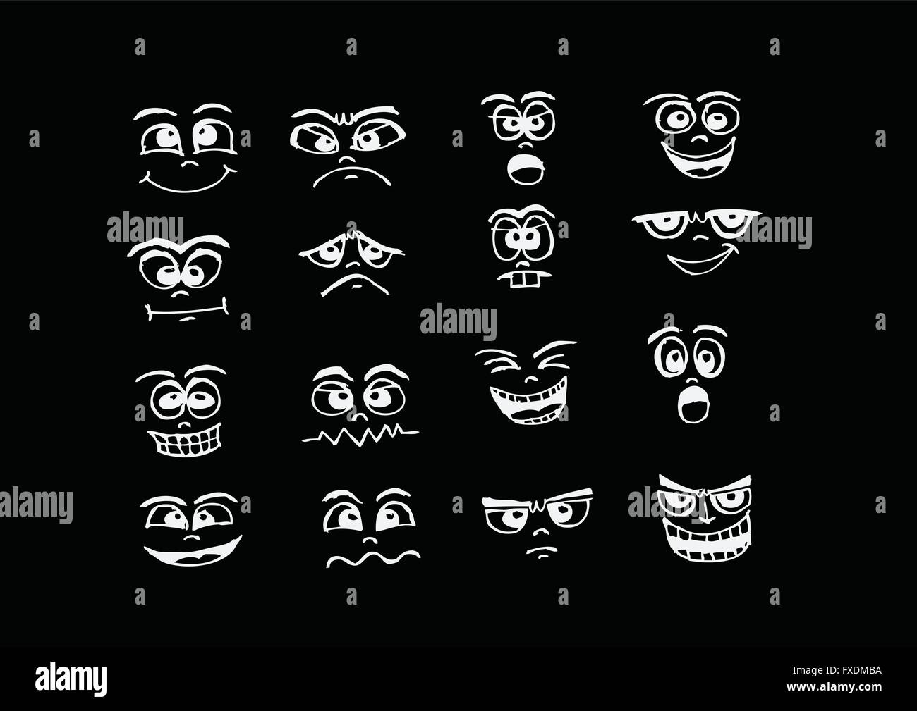 Cartoon faces Set hand drawing illustration Stock Vector Image & Art ...
