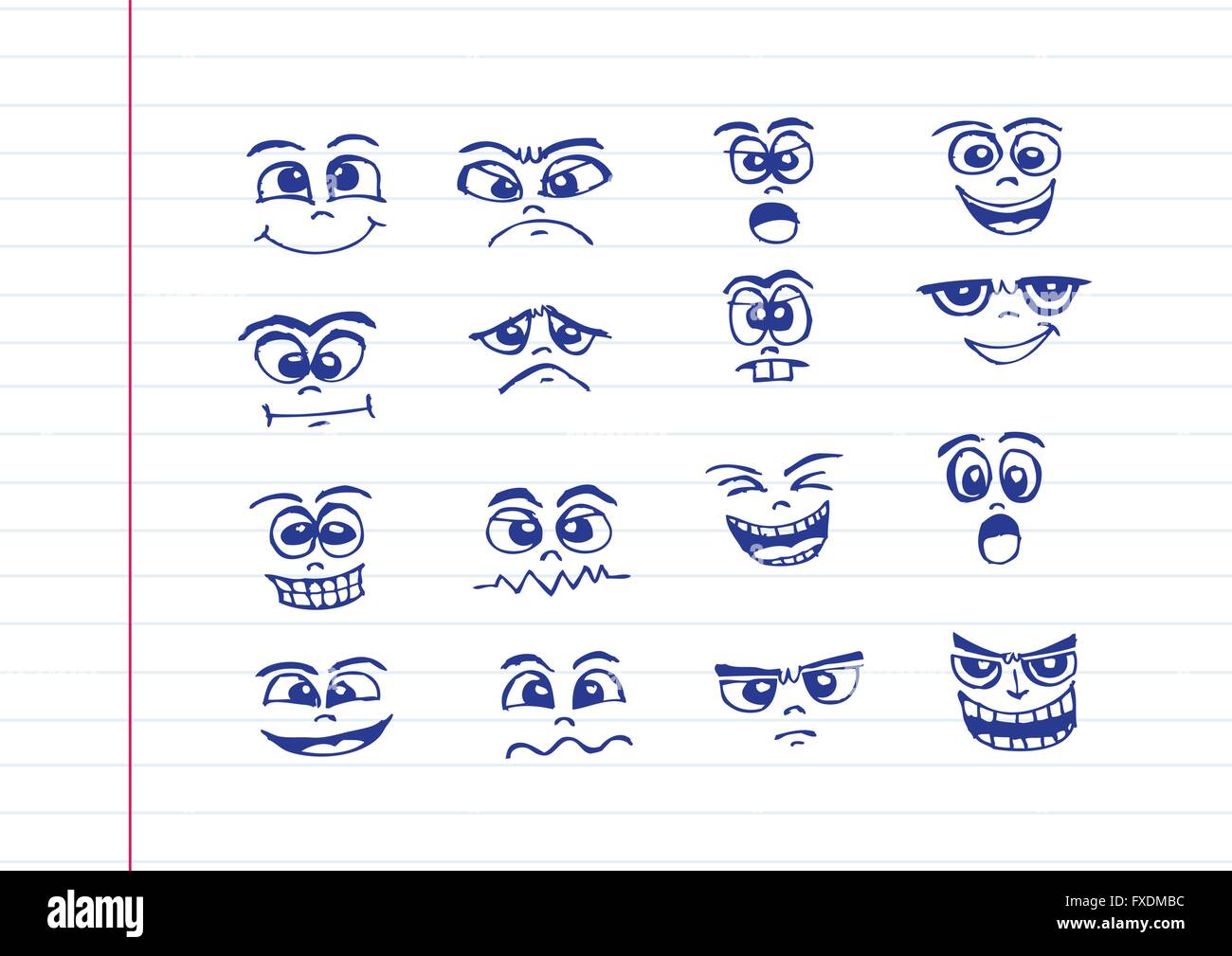 Cartoon faces Set hand drawing illustration Stock Vector Image & Art ...