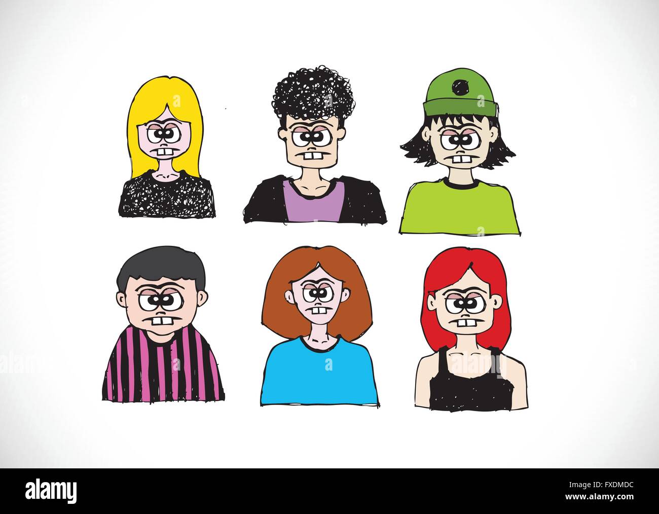 Cartoon faces Set hand drawing illustration Stock Vector Image & Art ...