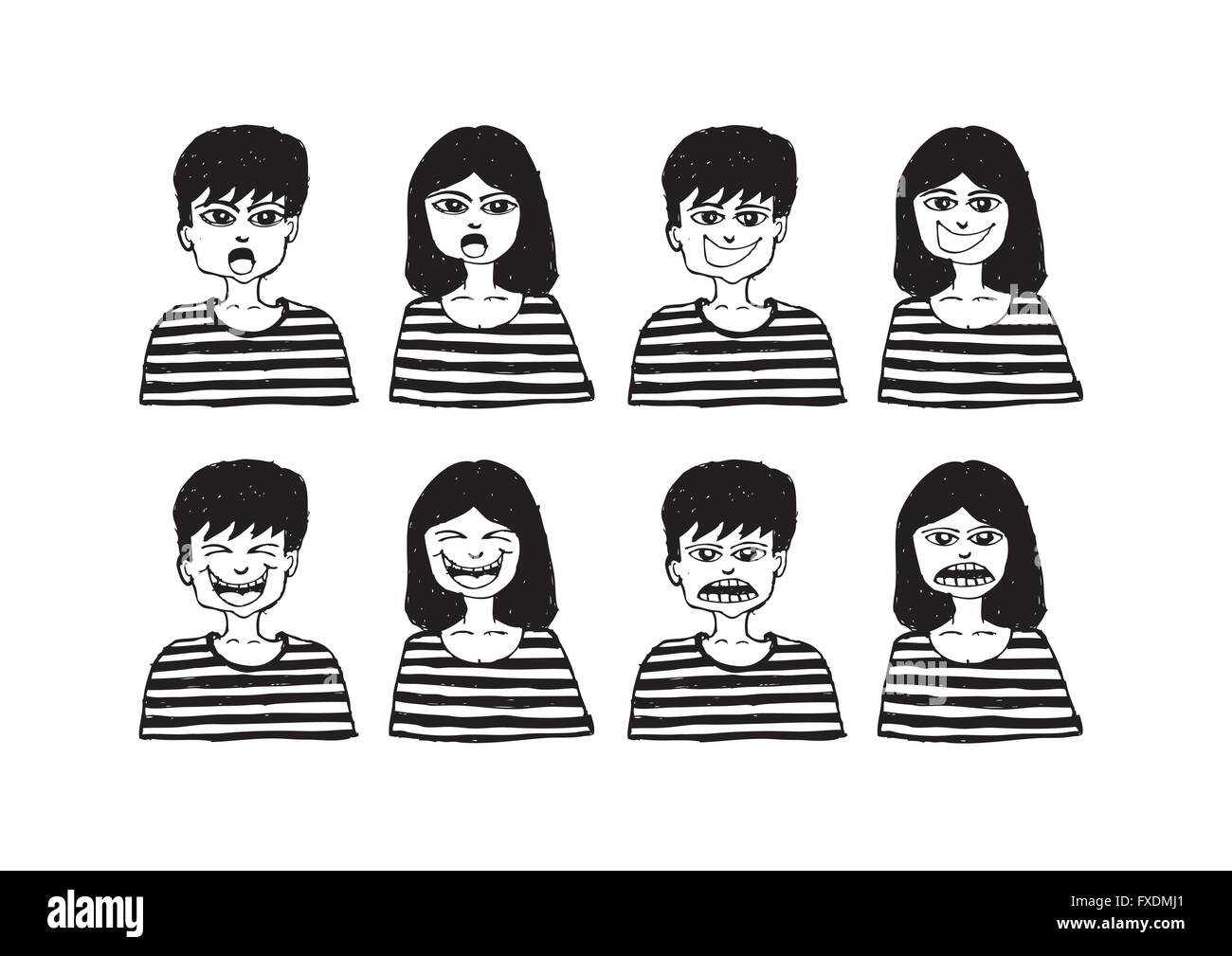 Set various emotions people cartoon faces Stock Vector Image & Art - Alamy