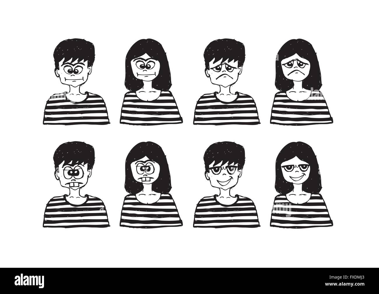 Set various emotions people cartoon faces Stock Vector Image & Art - Alamy