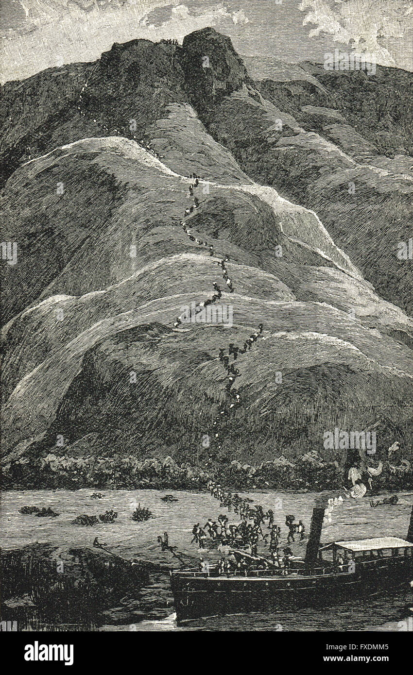 Climbing The Plateau Slopes At Kavalli, Emin Pasha Relief Expedition ...