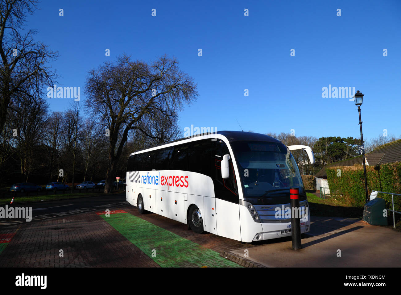 National Express coach parked in terminal at Sophia Walk, Cardiff ...