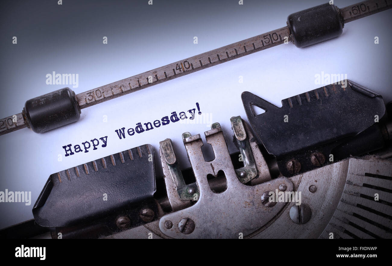 Vintage typewriter close up happy wednesday hi-res stock photography ...