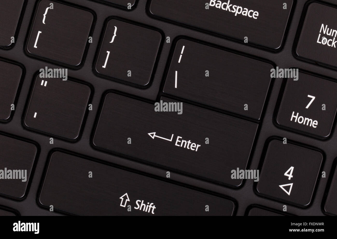 Black modern laptop keyboard close up, enter Stock Photo - Alamy