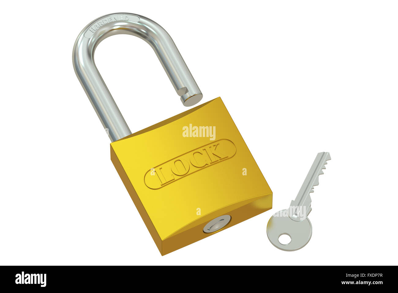 padlock with key, 3D rendering isolated on white background Stock Photo ...