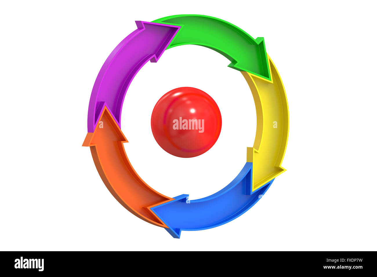 Ring diagram of three colored arrows, logo business concept. 3D ...