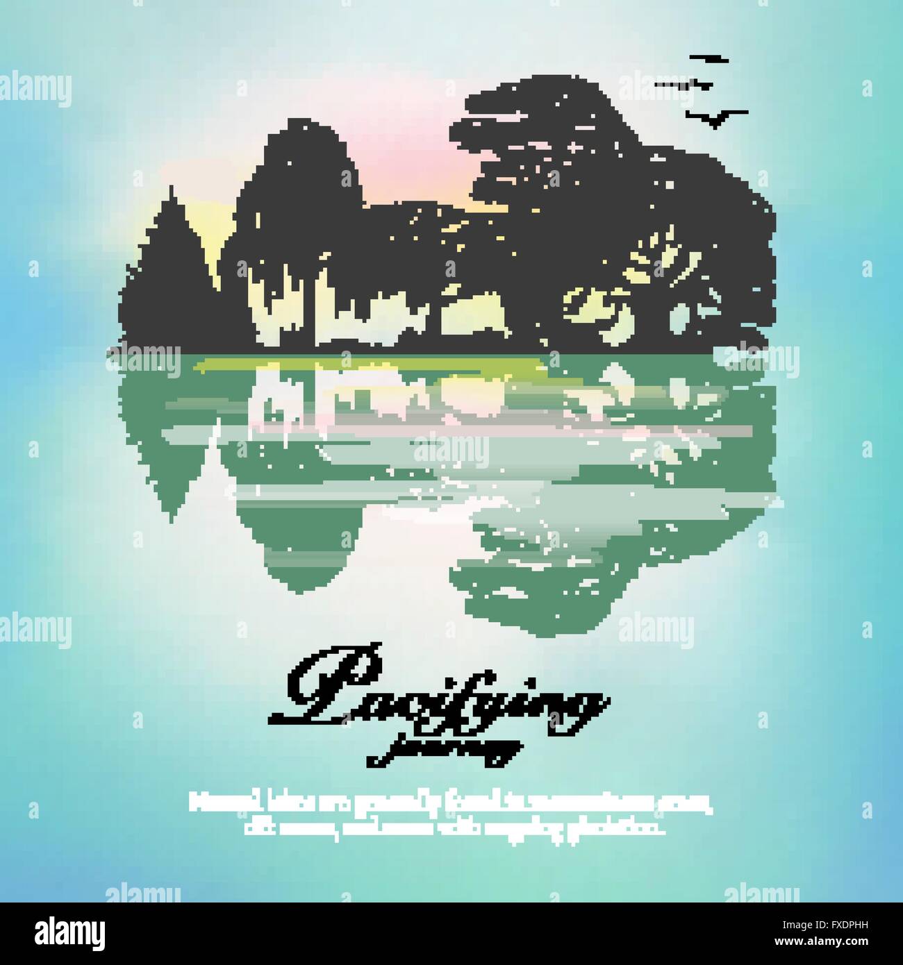 Forest landscape reflection hand drawn poster Stock Vector Image & Art ...