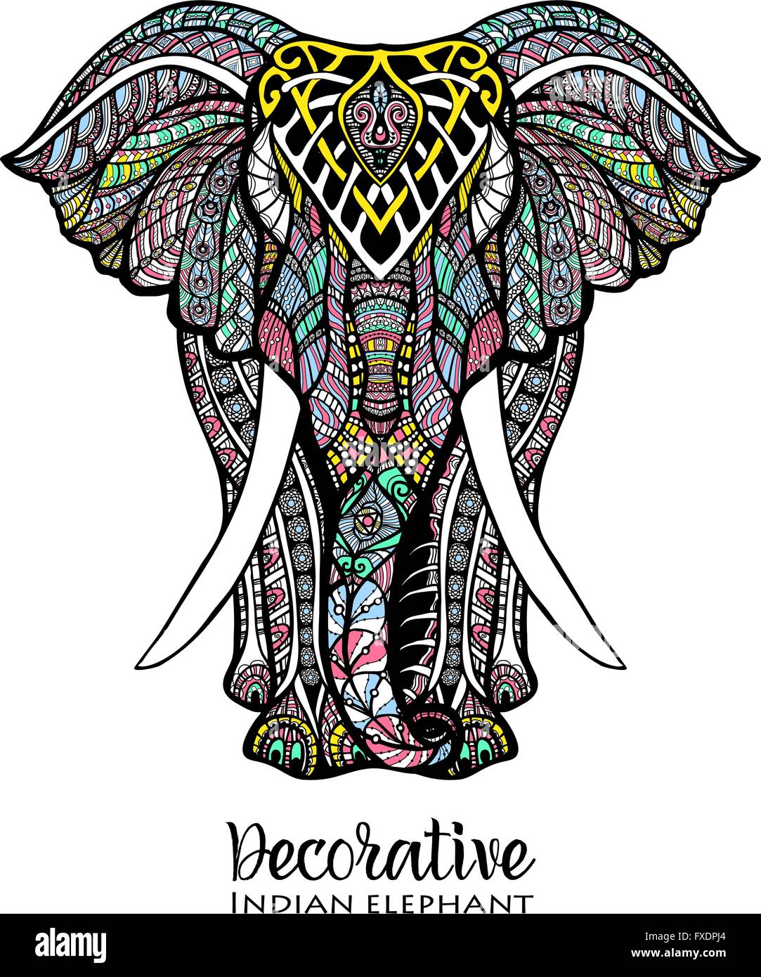 Elephant Colored Illustration Stock Vector Image & Art - Alamy